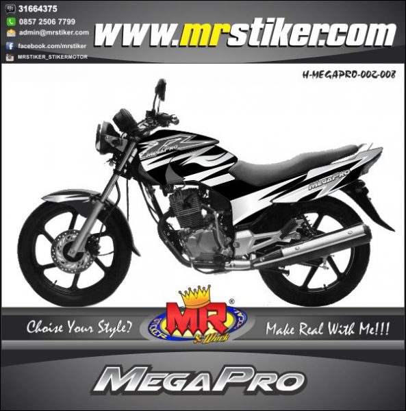 Stiker motor decal Honda Megapro New FullBody Blue Black Thick Grafis ...