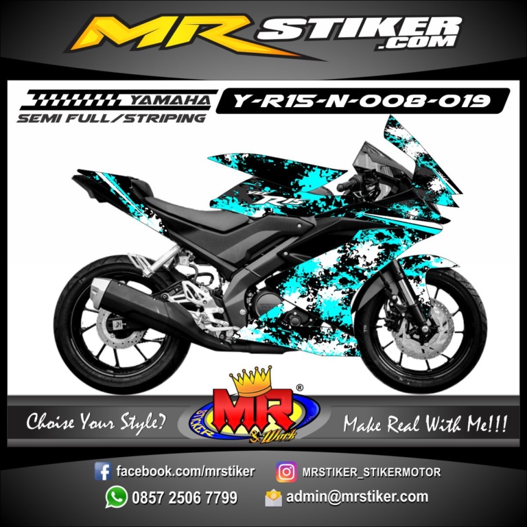 Stiker motor decal Yamaha R15 New Splat Brush - stiker motor premium ...
