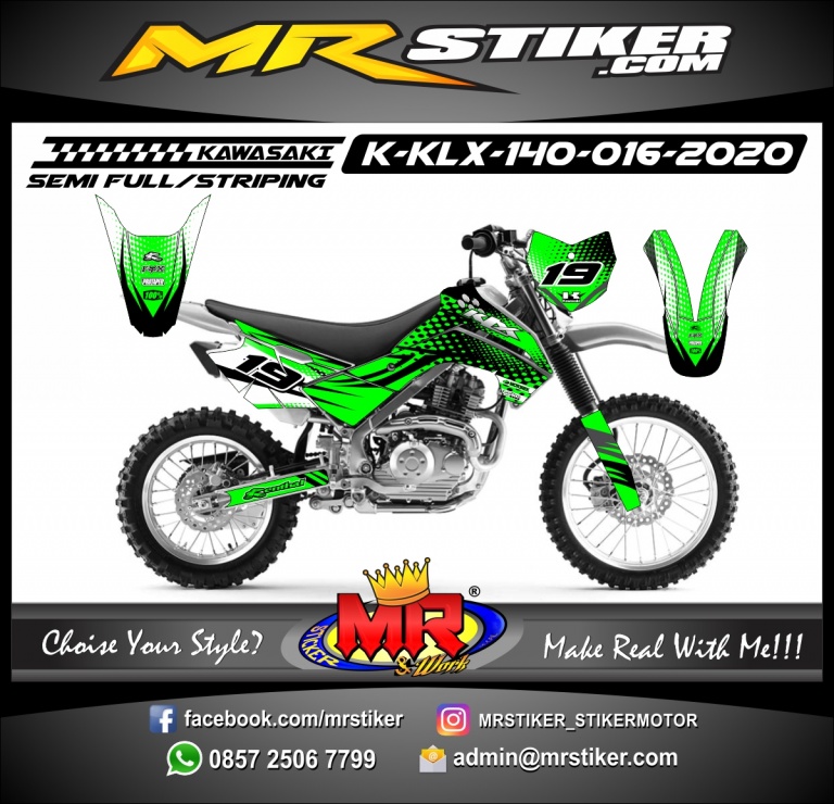 Stiker motor decal Kawasaki KLX 140 Green Halftone - stiker motor ...