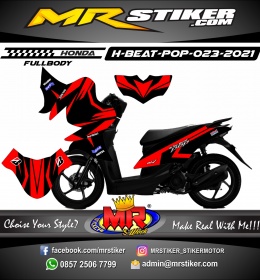 Stiker motor decal Honda Beat Pop FULLBODY Red Grafis One Heart ...
