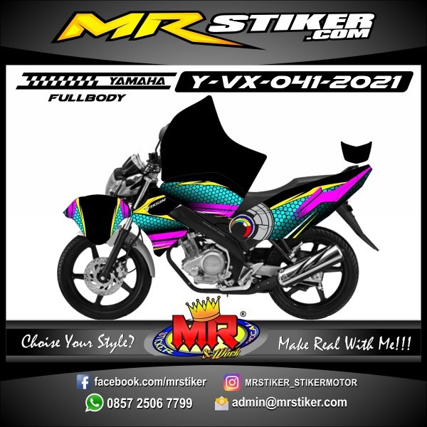 Stiker motor decal Yamaha Vixion Sunmoon Grafis Carbon Neon Color ...