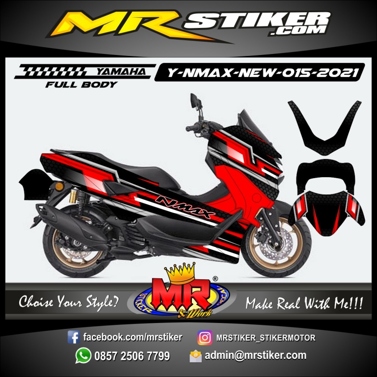 Stiker motor decal Yamaha NMAX New Line Red White Graphic Carbon ...