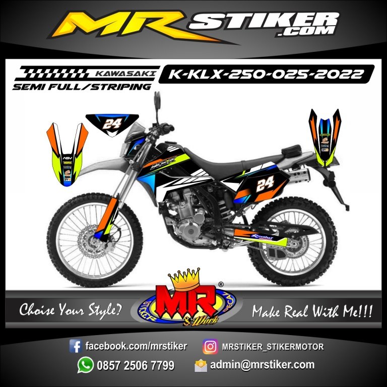 Stiker motor decal Kawasaki KLX 250 Wrapping Graphic Line Stabillo ...