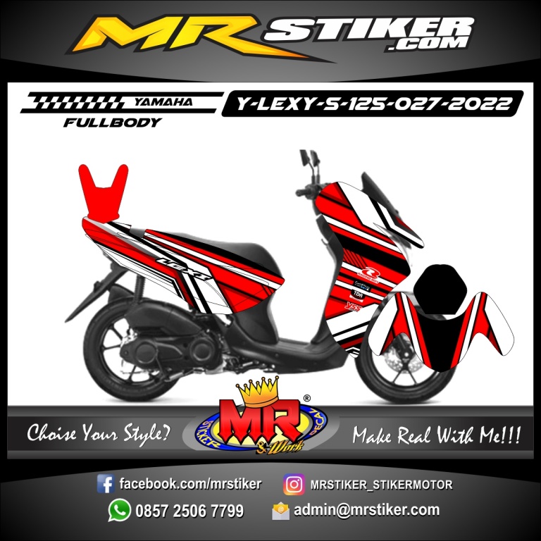 Stiker motor decal Yamaha Lexi 125 Line Racing Red Color Grafis Race ...