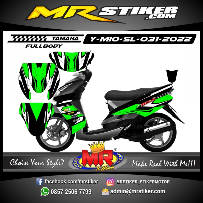 Stiker motor decal Yamaha Mio Soul Green Line Wrapping Graphic Race ...