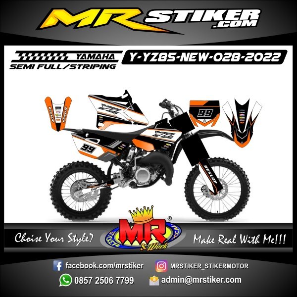 Stiker motor decal Yamaha YZ 85 New Orange Line Strip Decal Motocross ...
