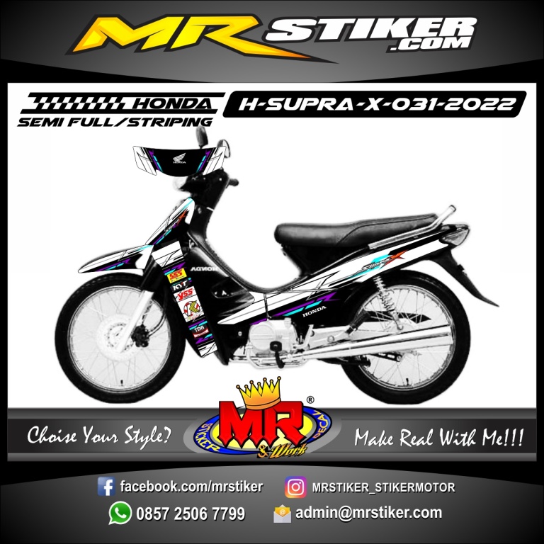 Stiker Motor decal Honda Supra X White Line Blue Purple Neon Graphic ...