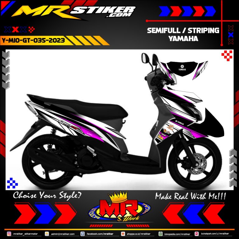 Stiker motor decal Yamaha Mio GT Livery Line Tech Grafis Purple White ...