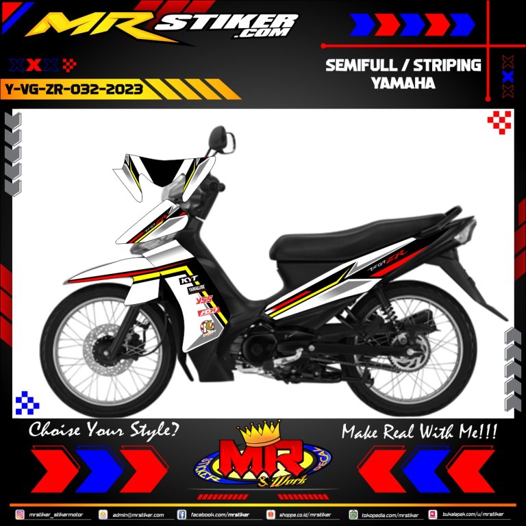 Stiker motor decal Yamaha Vega ZR White Grafis Variasi Body Wrap ...