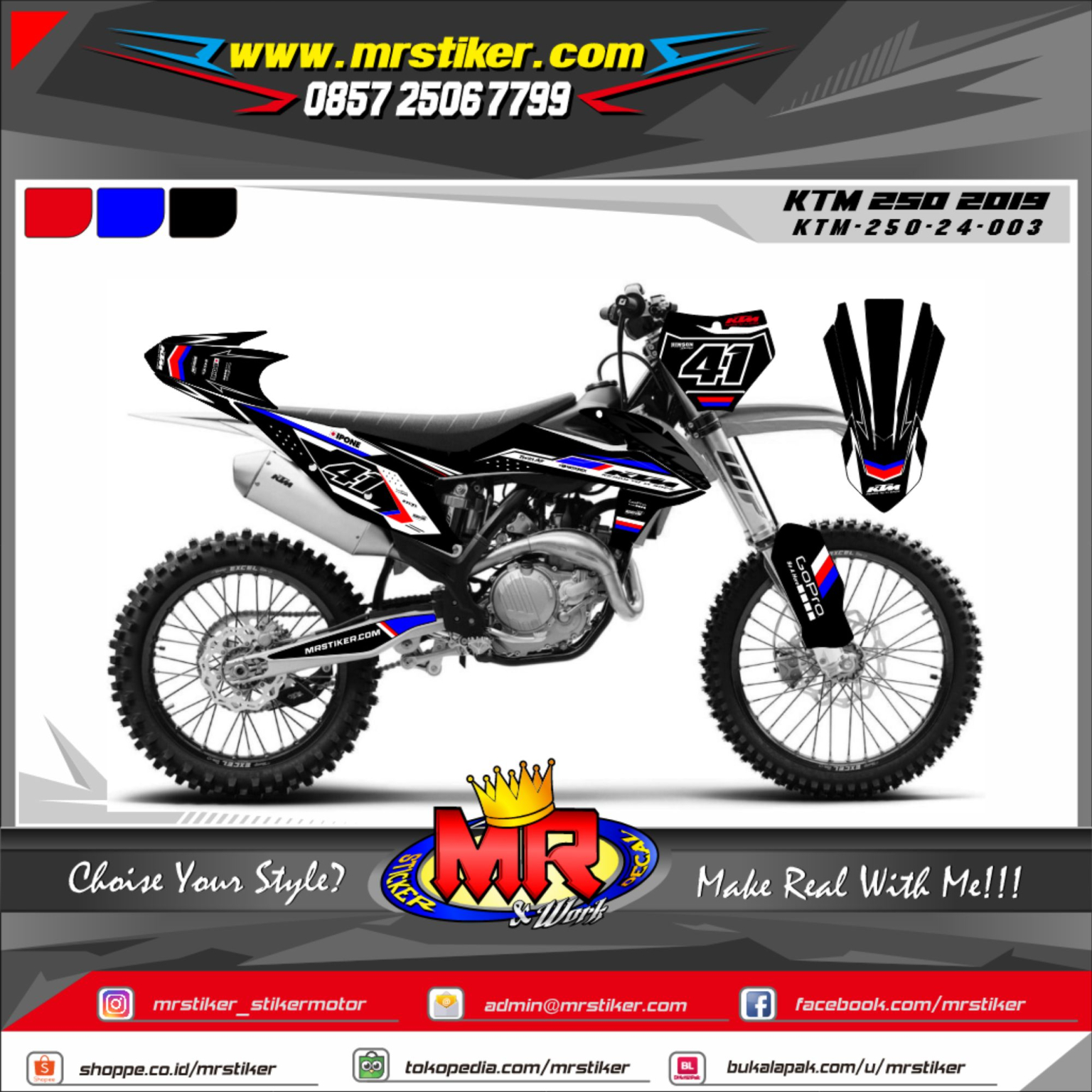 Stiker Decal Custom KTM 250 2019 Semi Fullbody Black Style Kompetition ...